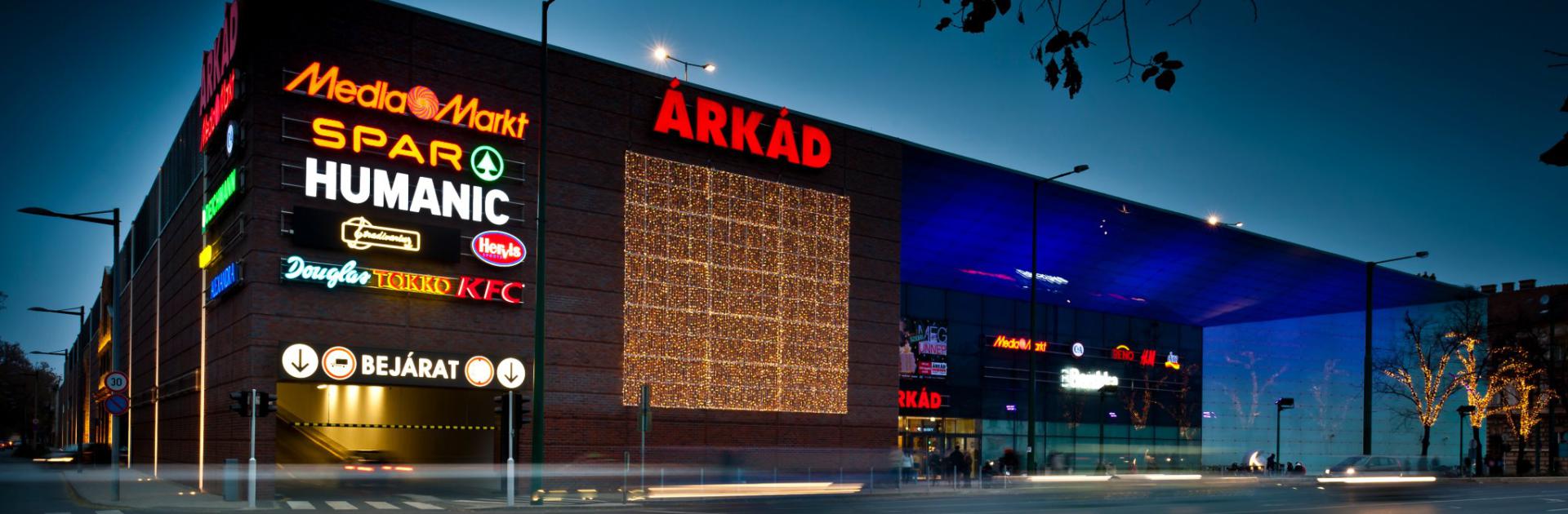 Árkád Szeged - nyitvatartás, üzletek, parkolás, cím